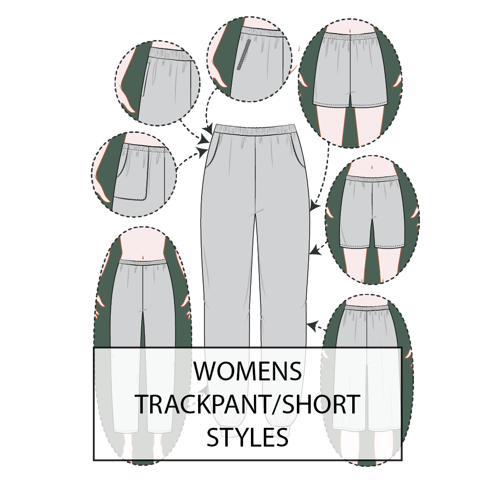 Women's Track Pants / Shorts Pattern & Tech Pack