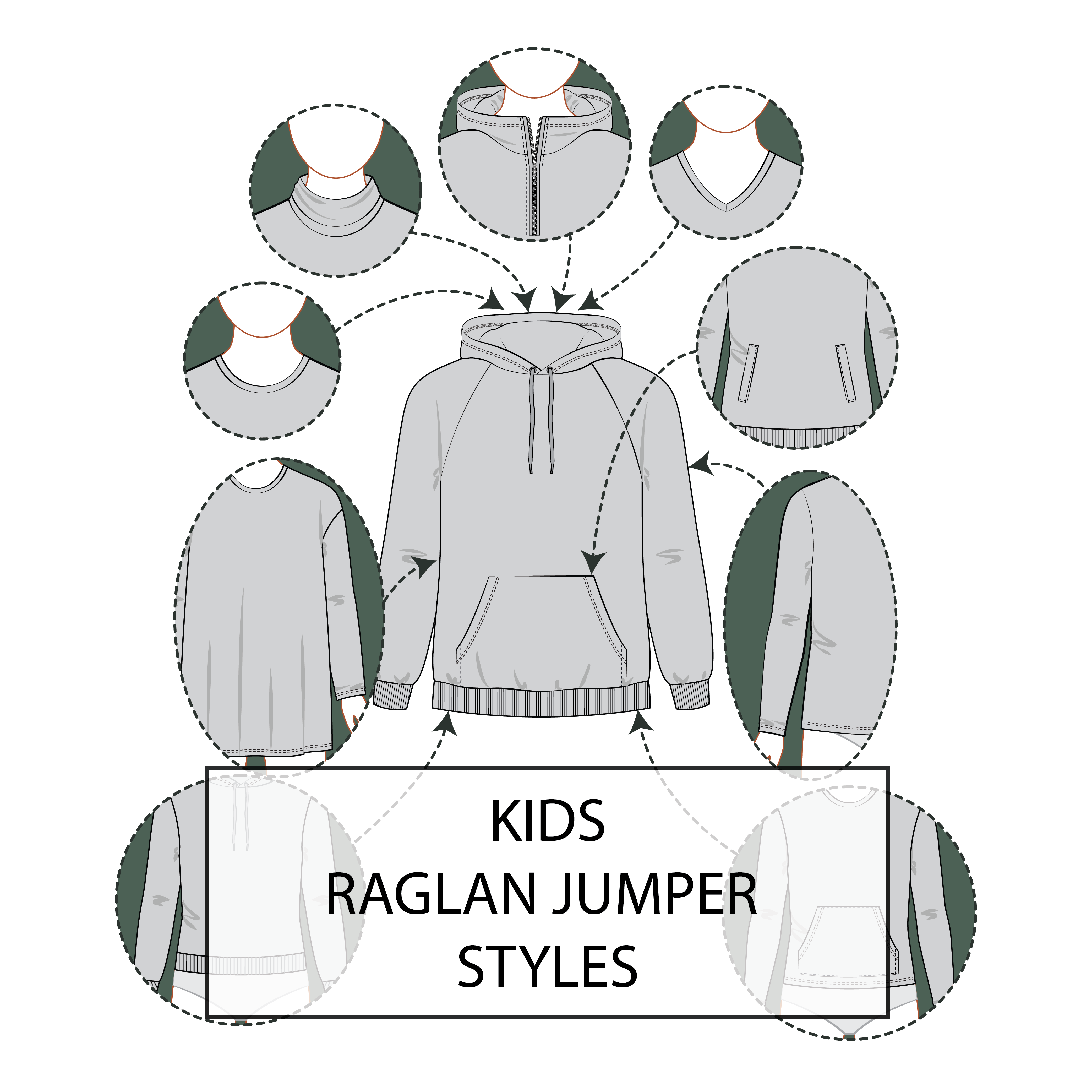 Kid's Jumper Raglan Sleeve Pattern & Tech Pack