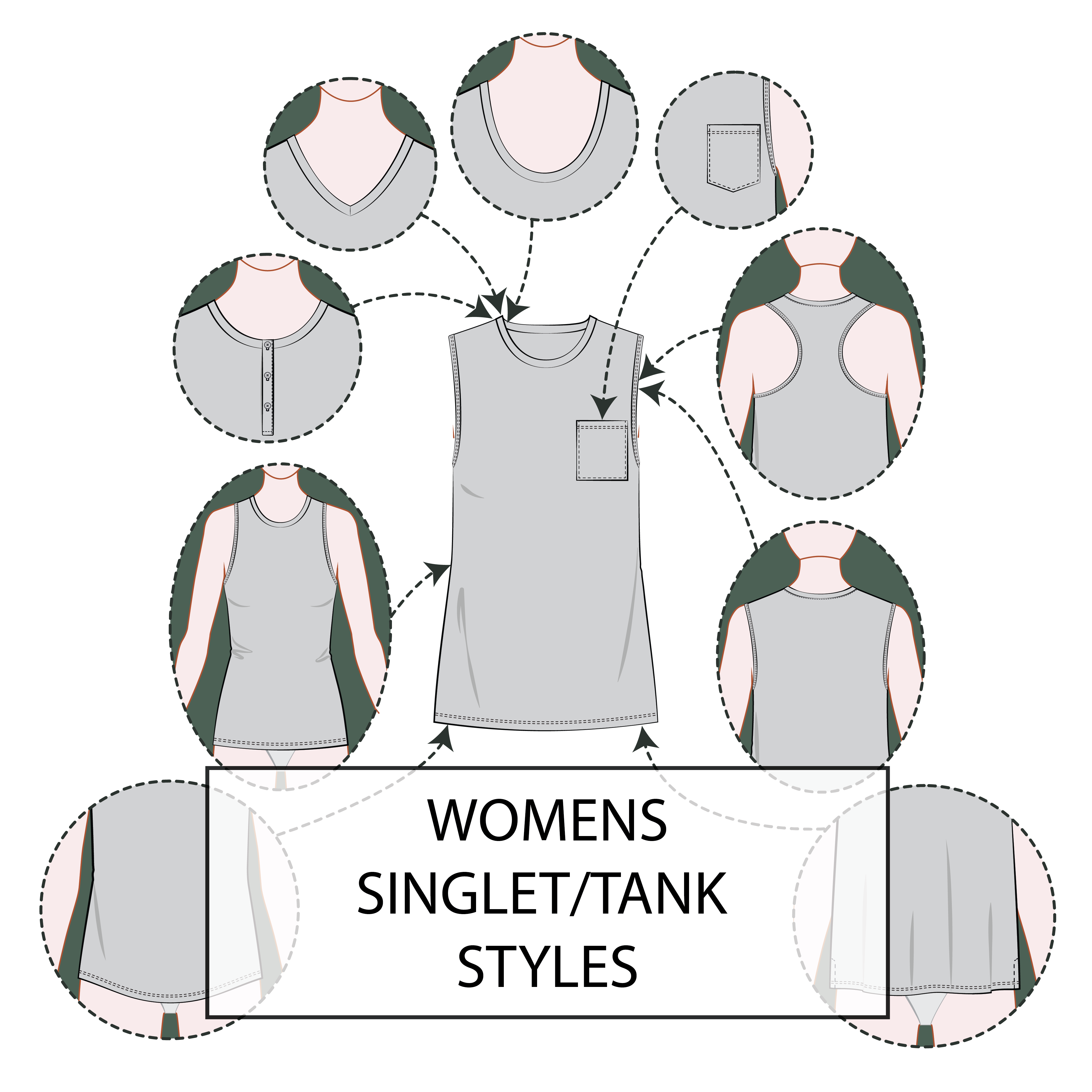 Women's Singlet / Tank Top Pattern & Tech Pack