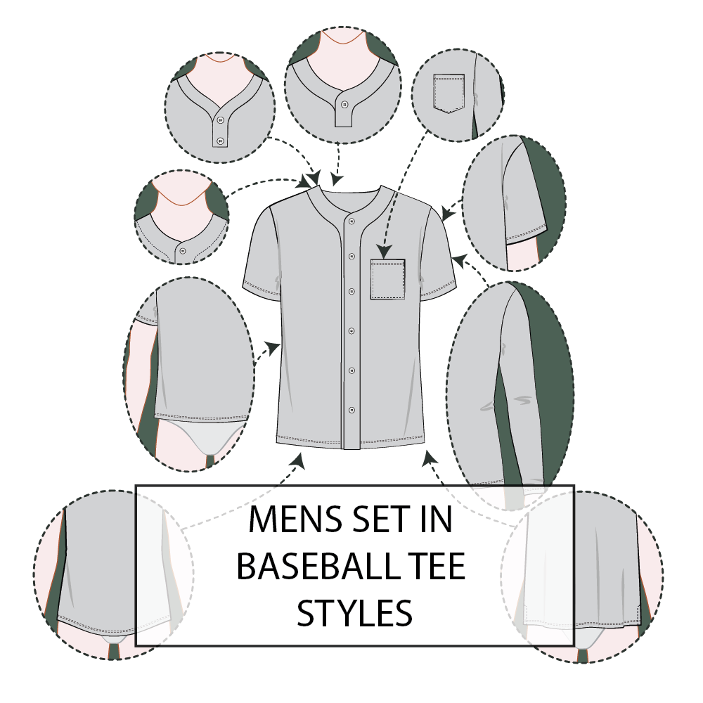 Men's Set-In Sleeve Baseball Jersey Pattern & Tech Pack